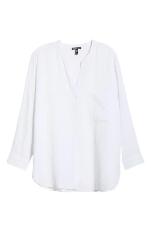 Eileen Fisher Mandarin Collar Button-up Top