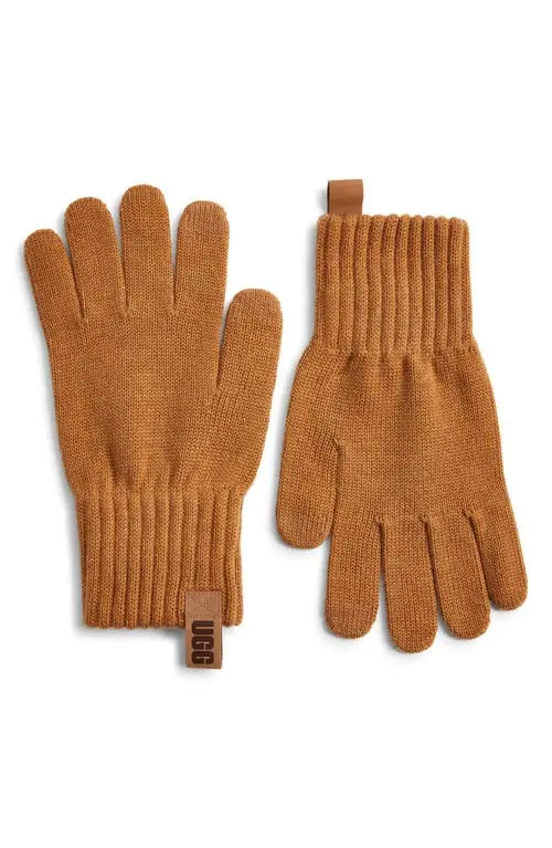 UGG Lightweight Rib Gloves - Chestnut