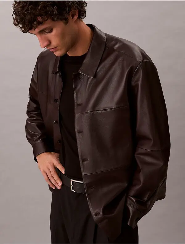 Calvin Klein Leather Shirt Jacket
