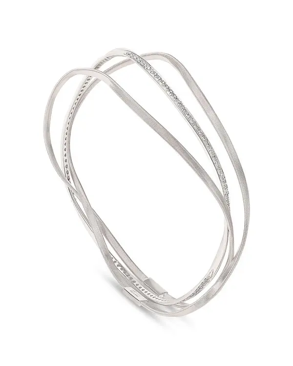 Marco Bicego 18k Diamond Crossover Bangle Bracelet - White Gold