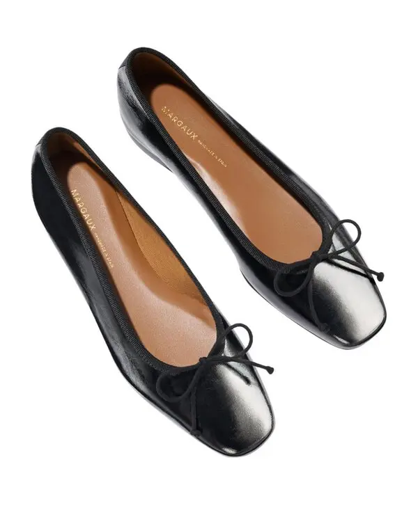 MARGAUX LONNBERG The Fonteyn Flats - Black Crinkle-gloss Nappa