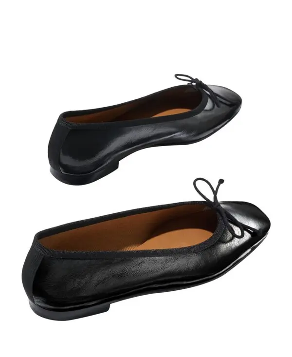 MARGAUX LONNBERG The Fonteyn Flats - Black Crinkle-gloss Nappa