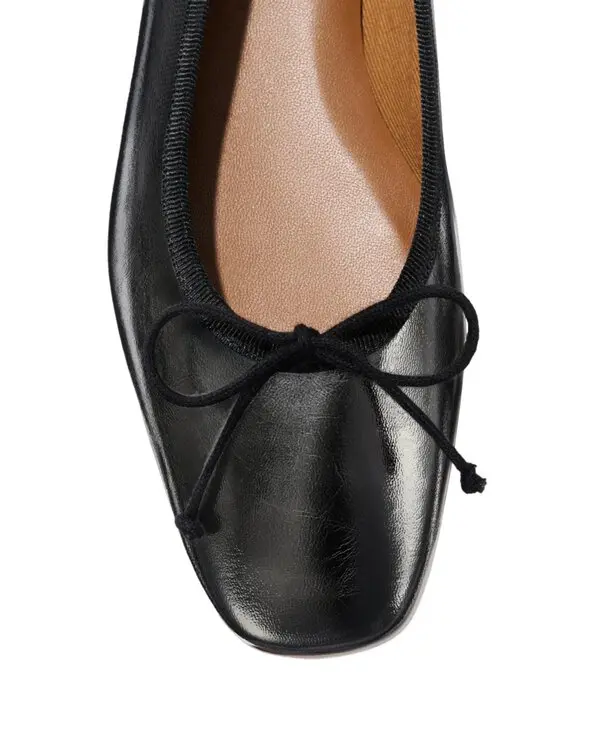 MARGAUX LONNBERG The Fonteyn Flats - Black Crinkle-gloss Nappa