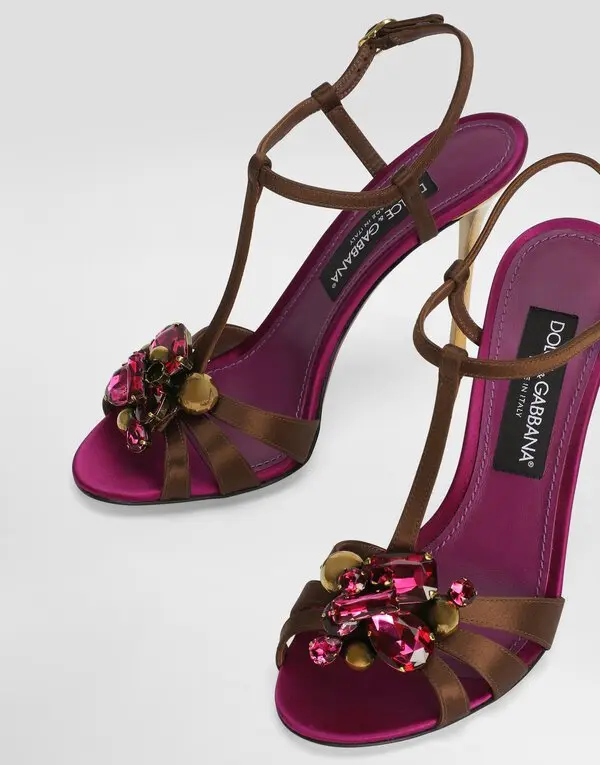 Dolce & Gabbana Keira 2.0 Satin Sandals With Embellishments - Multicolor