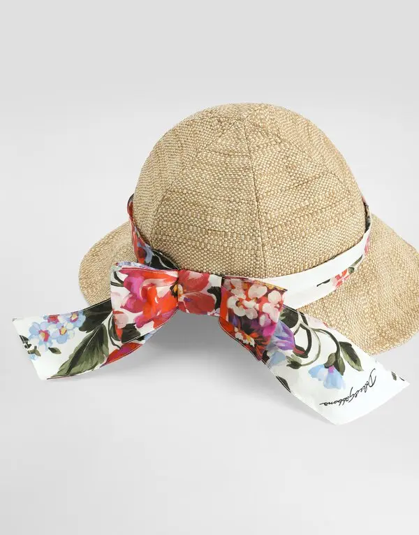 Dolce & Gabbana Floral-print Band Raffia Hat