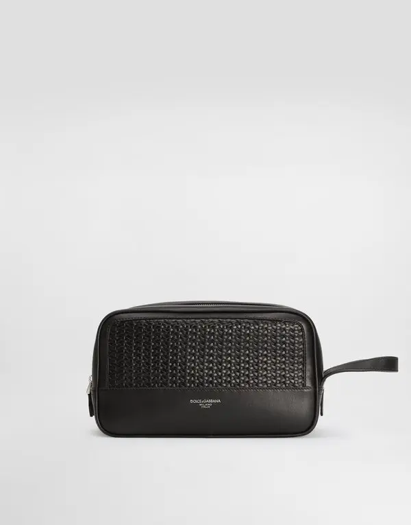 Dolce & Gabbana Woven Plongé Calfskin Necessaire - Black
