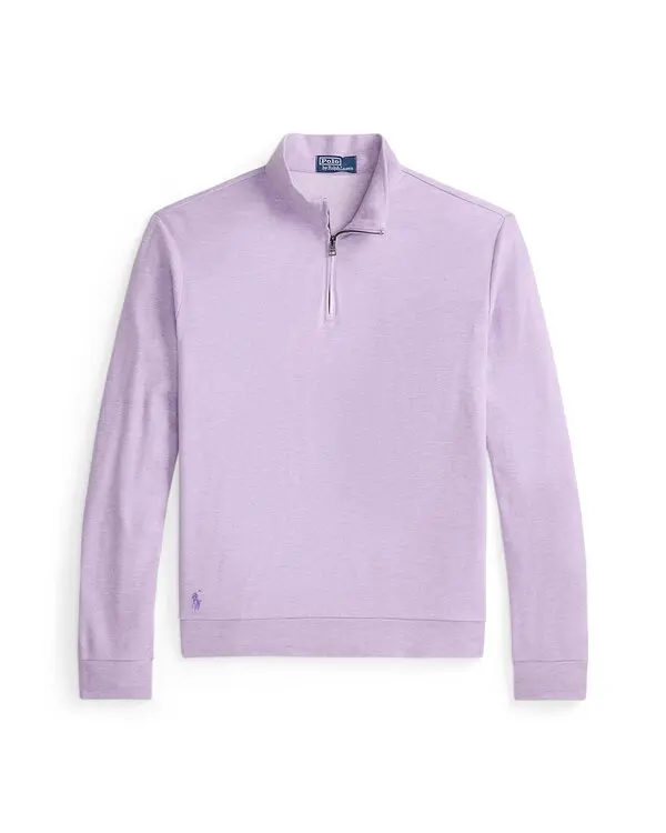 Polo Ralph Lauren Textured Double-knit Quarter Zip Pullover - Purple