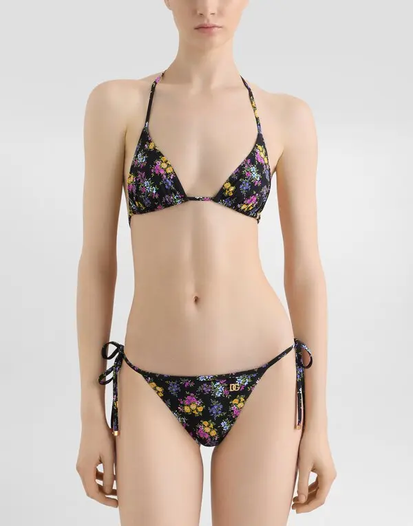 Dolce & Gabbana Floral-print Triangle Bikini
