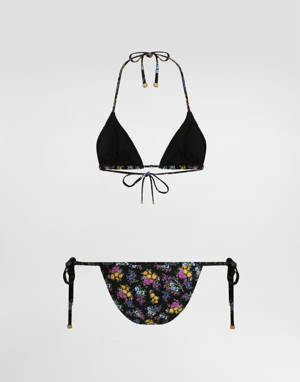 Dolce & Gabbana Floral-print Triangle Bikini
