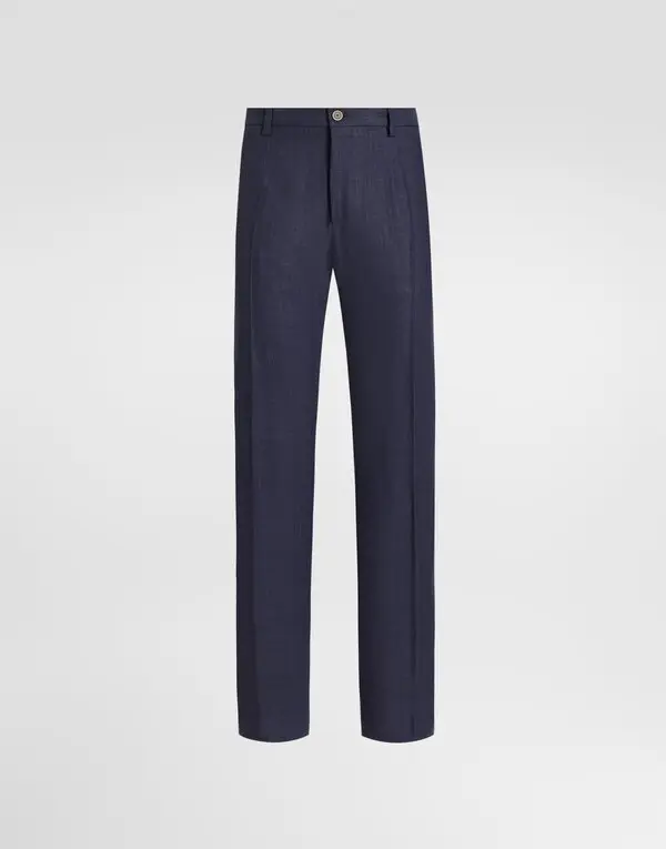 Dolce & Gabbana Linen Tailored Pants - Blue