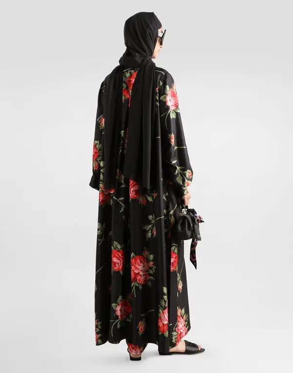 Dolce & Gabbana Rose Bouquet-print Long Twill Dress