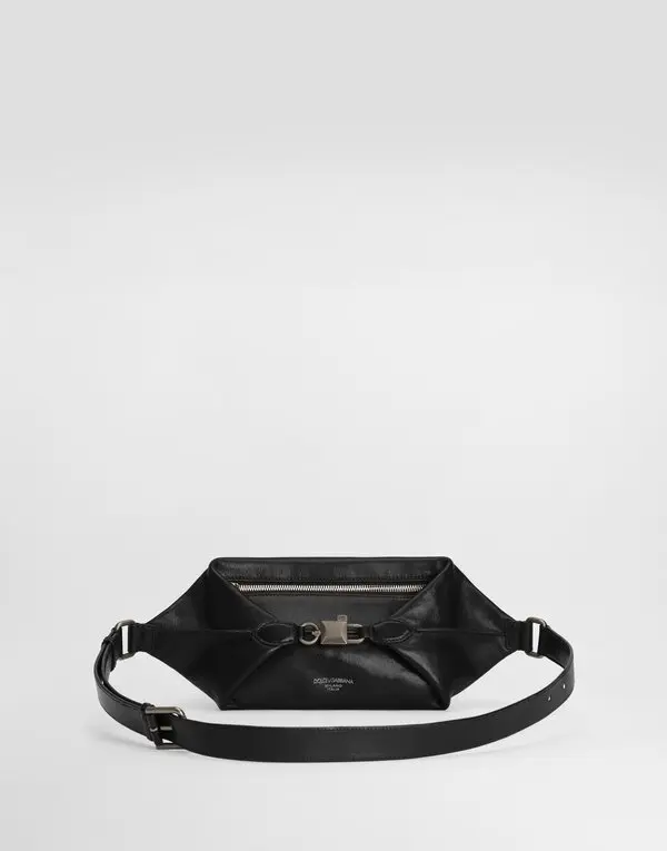 Dolce & Gabbana Lock Belt Bag In Calfskin - Black