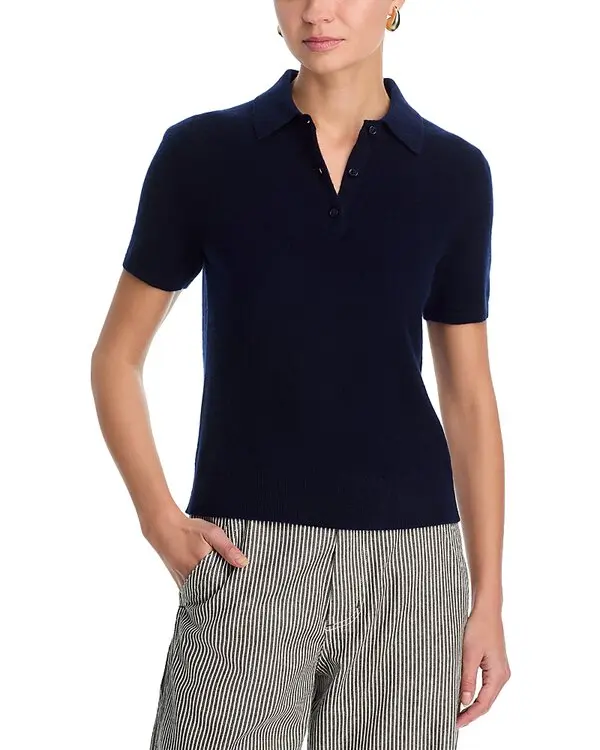 Bloomingdale'S 100% Cashmere Polo Sweater - Navy