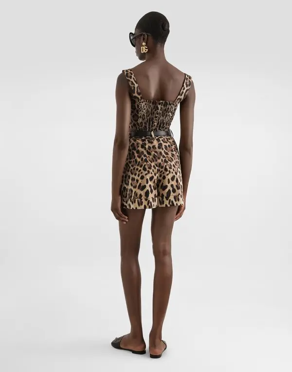 Dolce & Gabbana Leopard-print Poplin Shorts - Multicolor