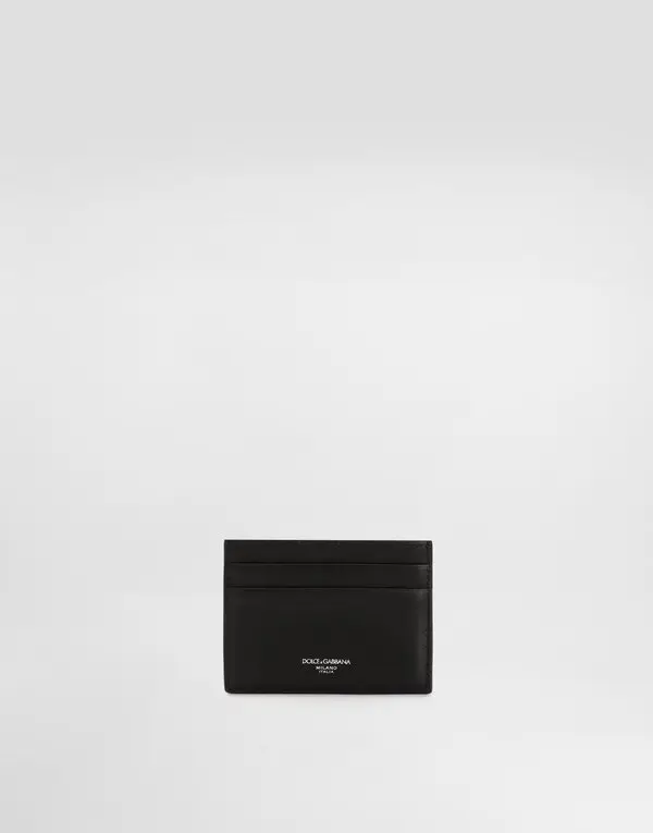 Dolce & Gabbana Woven Plongé Calfskin Card Holder - Black