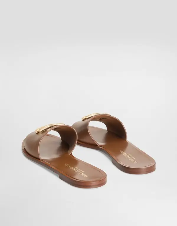 Dolce & Gabbana Flat Slippers In Calfskin - Brown