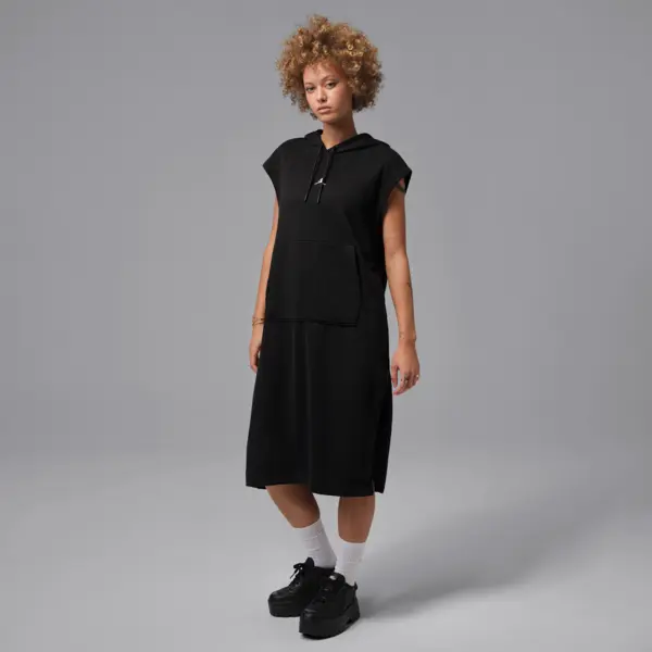 JORDAN Brooklyn Fleece Sleeveless Hooded Dress - Black
