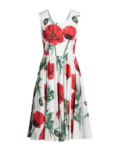 Dolce & Gabbana Midi Dress In Floral Print - White