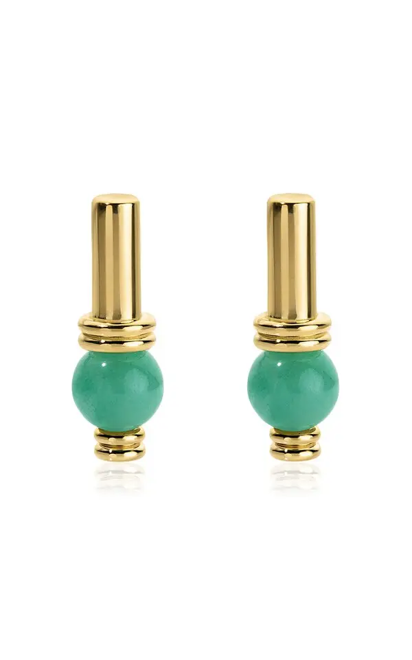 JADE RUZZO Gilda Short 18k Yellow Gold Jade Earrings