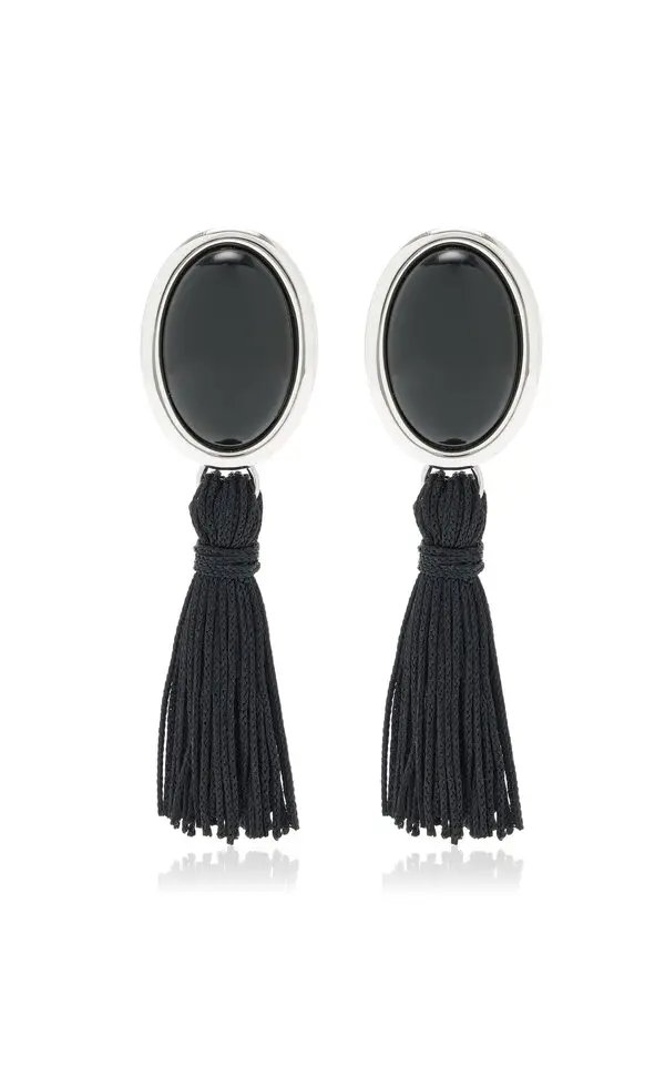 JULIETTA Jude Tasseled Onyx Earrings - Black