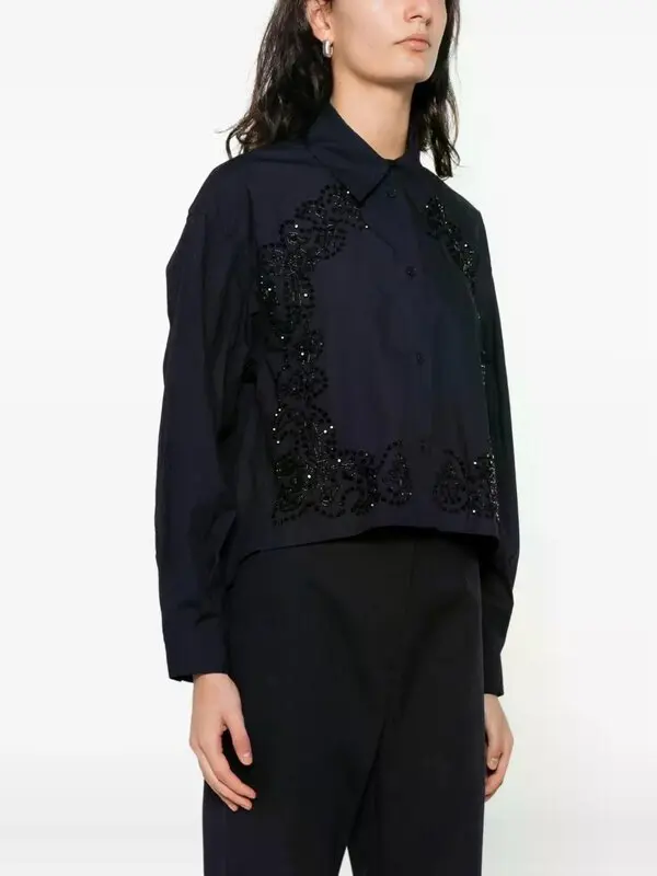 Sandro Embroidered Floral Shirt