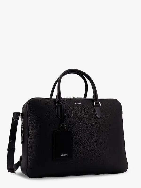 TOM FORD Hammered Leather Working Bag With Logo