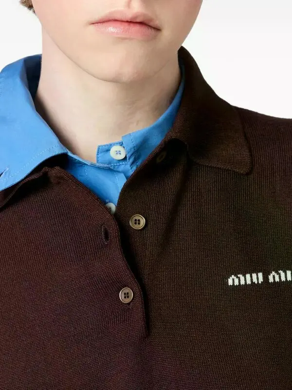 Miu Miu Wool Knit Polo Shirt - Brown