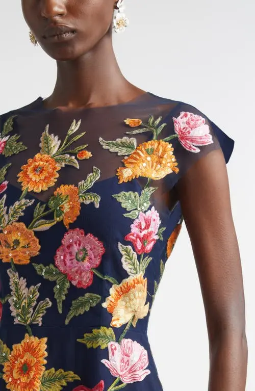 Carolina Herrera Sequin Embroidered Tulle Gown