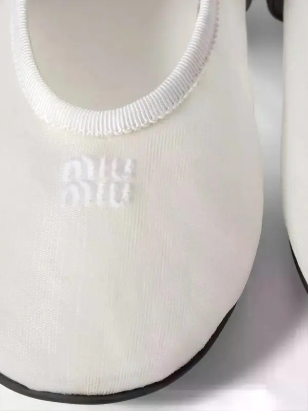 Miu Miu Mesh Logo-embroidered Ballerinas