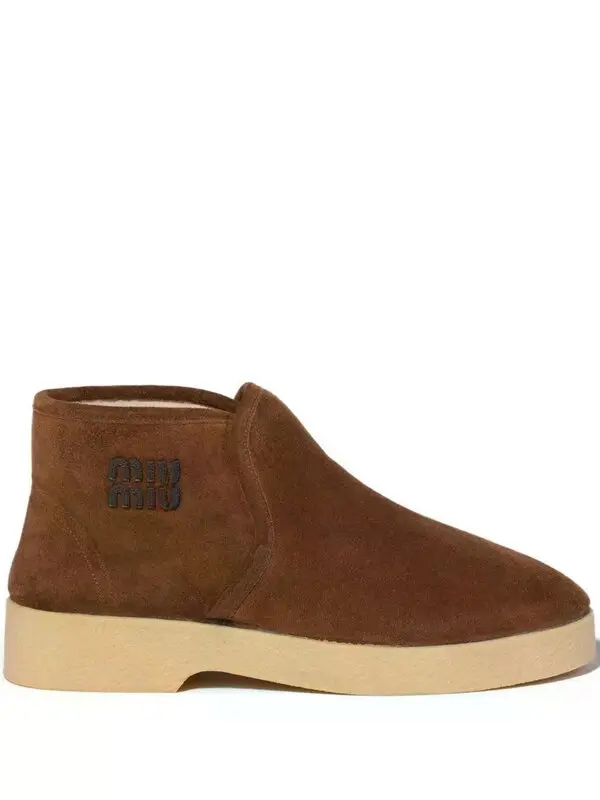 Miu Miu Logo-lettering Suede Boots