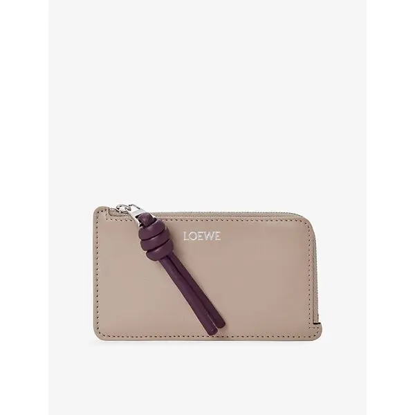 Loewe Knot Coin Leather Card Holder - Clay/plum