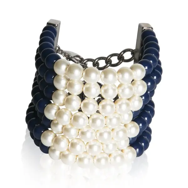 Chanel 2015 Bead & Faux Pearl Bracelet - Palladium_plated