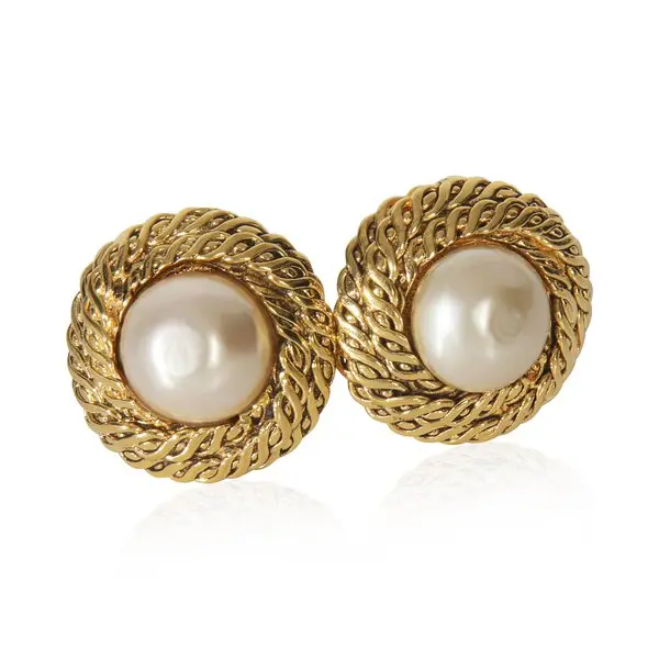 Chanel Vintage 1984 Faux Pearl Gold-plated Earrings - Gold_plated