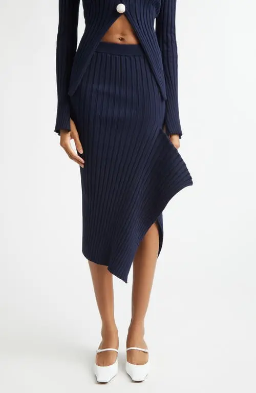 Stella McCartney Cotton Ribbed Sweater Knit Skirt - Ink