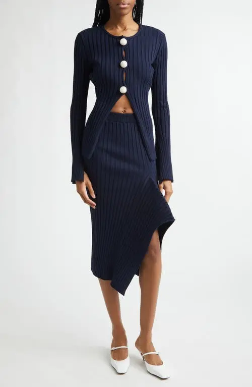 Stella McCartney Cotton Ribbed Sweater Knit Skirt - Ink