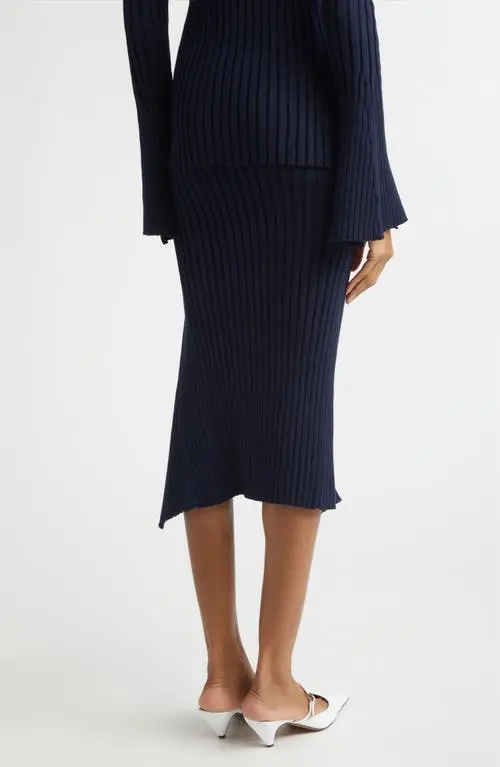 Stella McCartney Cotton Ribbed Sweater Knit Skirt - Ink