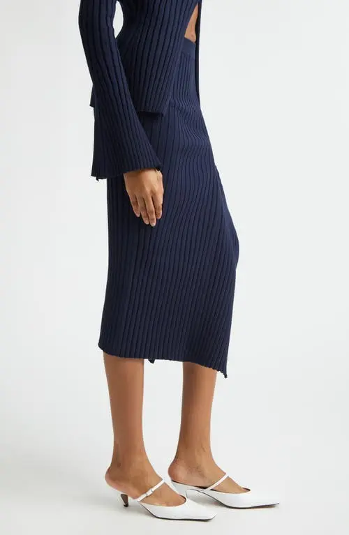 Stella McCartney Cotton Ribbed Sweater Knit Skirt - Ink