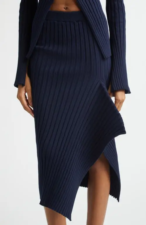 Stella McCartney Cotton Ribbed Sweater Knit Skirt - Ink