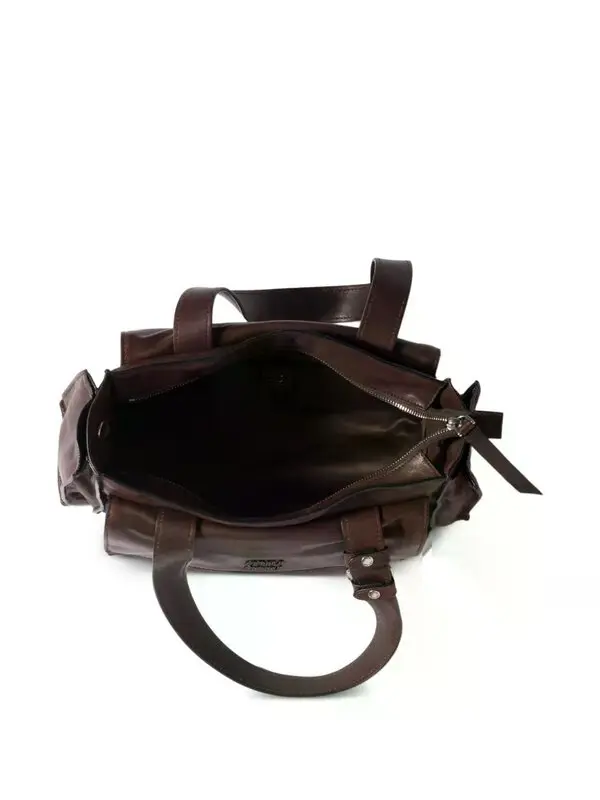 Miu Miu Logo-embossed Lambskin Leather Tote Bag - Brown
