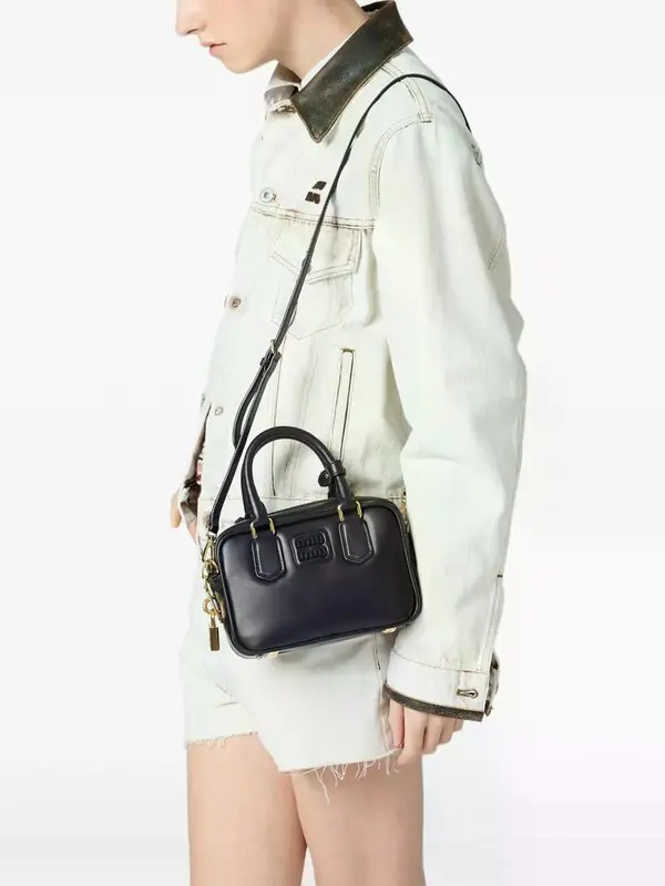 Miu Miu Arcadie Leather Tote - Black