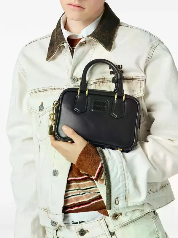 Miu Miu Arcadie Leather Tote - Black