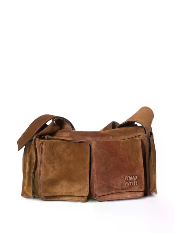 Miu Miu Suede Utility Shoulder Bag - Brown