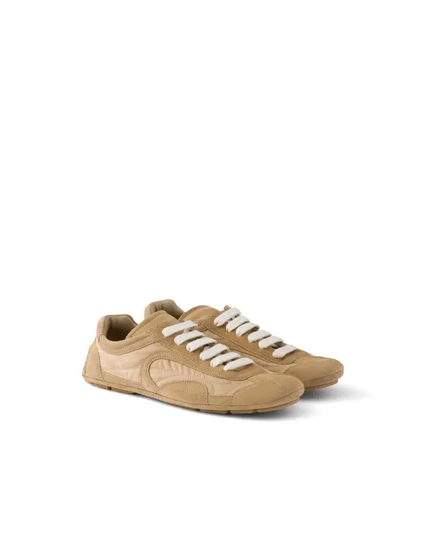 Prada Montecarlo Re-edition 2005 Suede And Re-nylon Sneakers - Brown