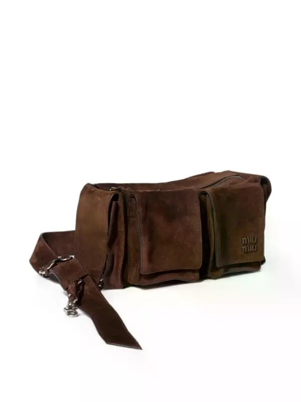 Miu Miu Utilitaire Suede Shoulder Bag - Brown