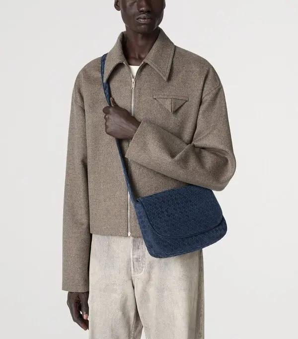 Bottega Veneta Suede Veneto Messenger Bag - Blue