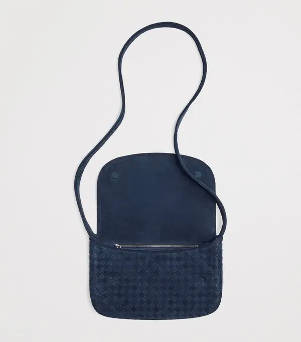 Bottega Veneta Suede Veneto Messenger Bag - Blue