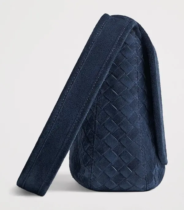 Bottega Veneta Suede Veneto Messenger Bag - Blue