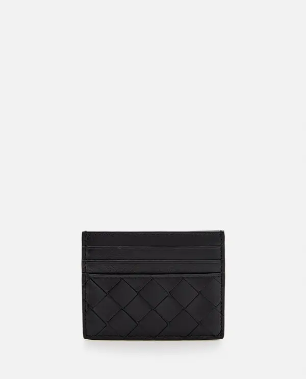 Bottega Veneta Small Woven Card Holder - Black