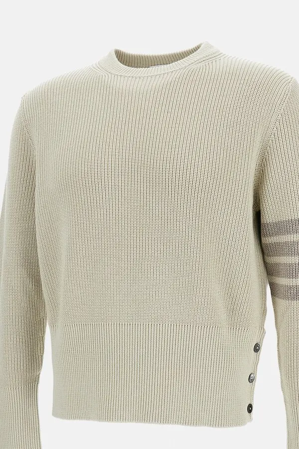 Thom Browne Cotton Crew Neck Sweater - Beige