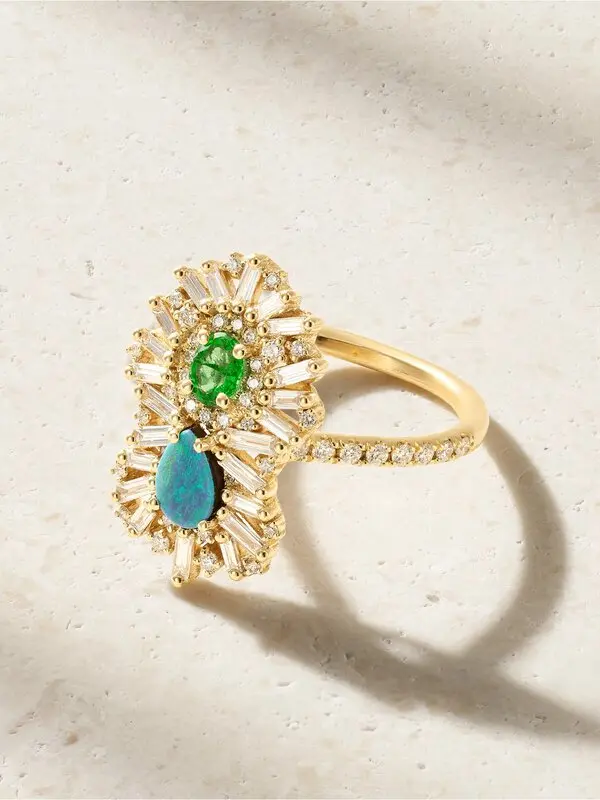 SUZANNE KALAN 18-karat Gold Multi-stone Ring - Green
